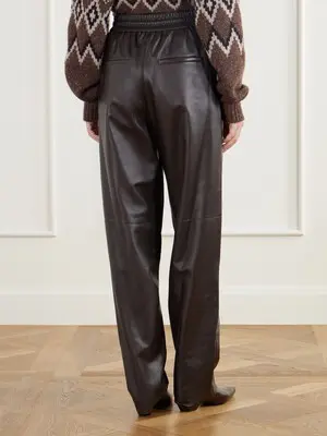 JOSEPH Nat Paneled Leather Straight-leg Pants