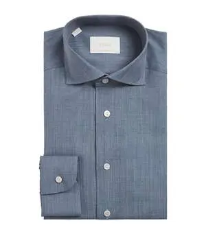 Eton Merino Wool Houndstooth Shirt - Navy