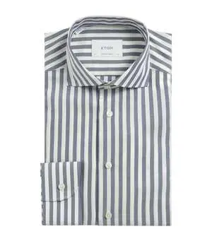 Eton Cotton Bengal Stripe Shirt - Navy