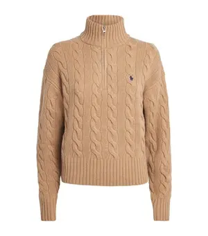 Polo Ralph Lauren Wool-cashmere Quarter-zip Sweater - Beige