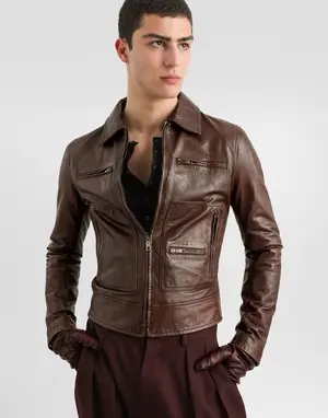 Dolce & Gabbana Leather Jacket Coats And Jackets - Brown