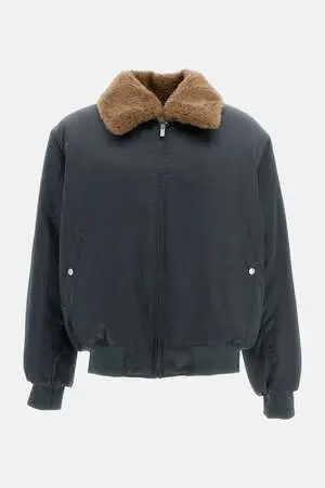 Drole De Monsieur Bomber Jacket With Fur Collar - Grey