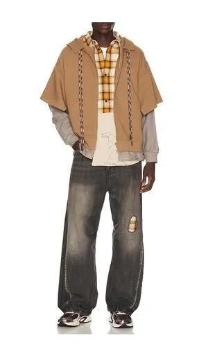 We11Done Layered Double String Zip Up Hoodie