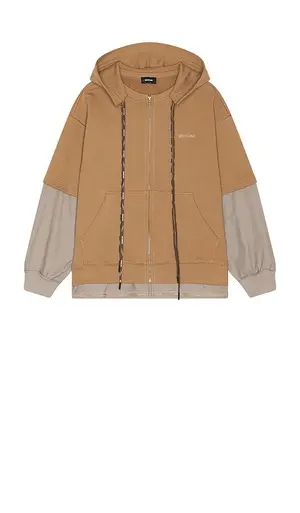 We11Done Layered Double String Zip Up Hoodie