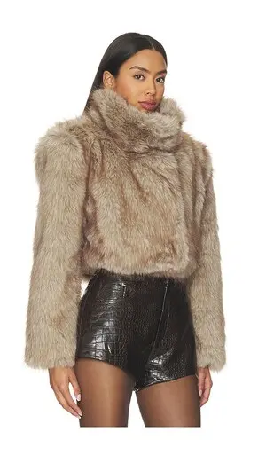 BRONX BANCO Cropped Faux Fur Jacket