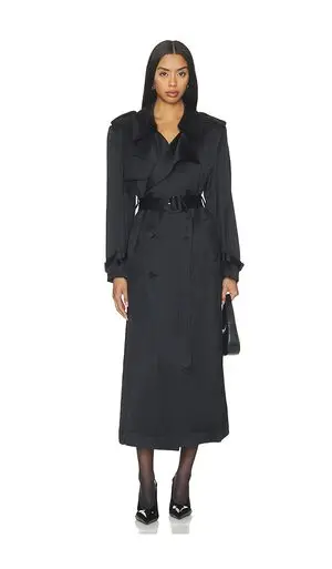 Simkhai Alvida Belted Long Coat - Black