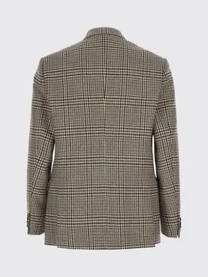 Emporio Armani Double-breasted Virgin Wool Blazer With Houndstooth Pattern
