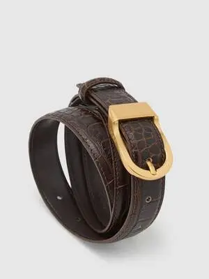 REISS Leather Croc-effect Belt