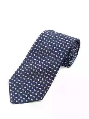 Hermès Love-love Heart-pattern Tie - Blue