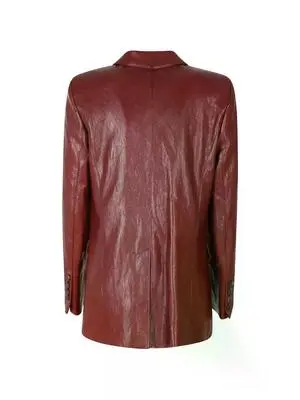 ERMANNO FIRENZE Double-breasted Peaked-lapel Leather Jacket