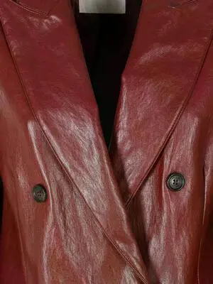 ERMANNO FIRENZE Double-breasted Peaked-lapel Leather Jacket