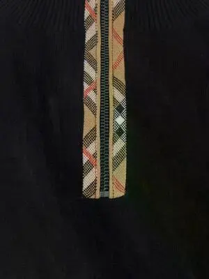 Burberry Check Trim Wool Half-zip Sweater