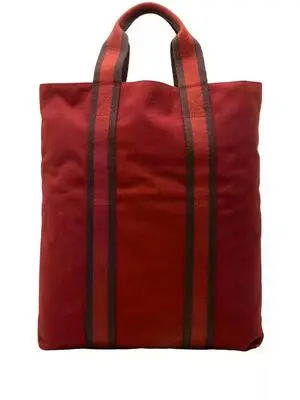 Hermès 1990-2010 Canvas Fourre Tout Cabas Tote Bag - Red