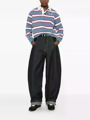 Sporty & Rich Blondie Striped Long-sleeve Polo Shirt - Blue