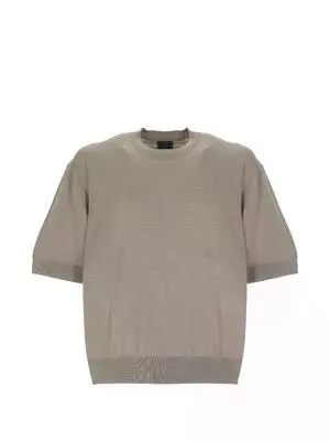 HOSIO Short-sleeve Ribbed-trim T-shirt - Neutrals