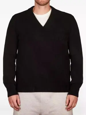 Alpha Studio V-neck Pocket Sweater - Black