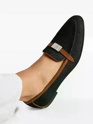 Kiton Leather-trim Plaque-detail Loafers