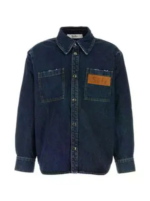 Séfr Logo-patch Denim Shirt - Blue