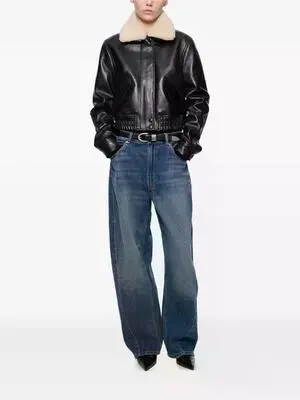 STAND STUDIO Dee Faux-fur Collar Leather Jacket - Black