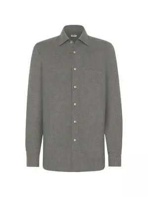 Kiton Nerano Houndstooth Flannel Shirt - Grey
