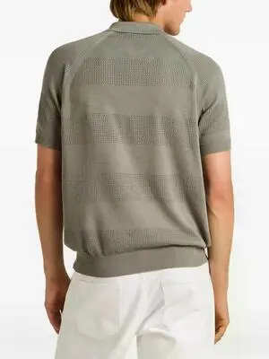 Kiton Openwork-stripe Zipped Polo Shirt