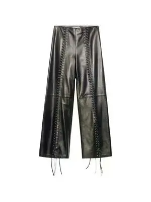 STAND STUDIO Mino Lace-up Leather Trousers - Black