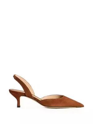 Kiton Suede Pointed-toe Slingback Pumps - Brown