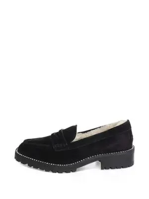 JIMMY CHOO Shearling-lined Suede Loafers - Black