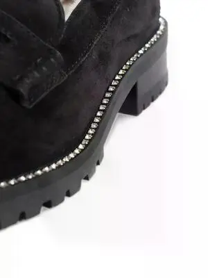 JIMMY CHOO Shearling-lined Suede Loafers