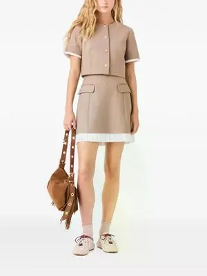Maje Pleated Button-up Mini Dress - Neutrals
