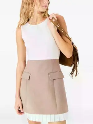 Maje Pleated Button-up Mini Dress