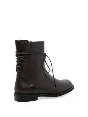 POEVE Lace-up Leather Ankle Boots