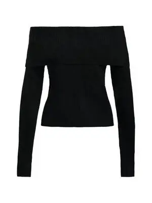 Essentiel Antwerp Killy Off-shoulder Ribbed-knit Sweater - Black