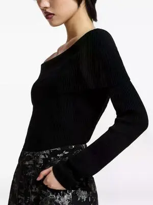 Essentiel Antwerp Killy Off-shoulder Ribbed-knit Sweater
