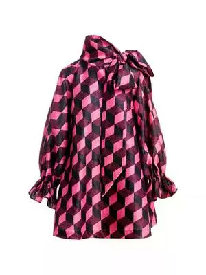 Essentiel Antwerp Kioanna Geometric-pattern Pussy-bow Shift Mini Dress