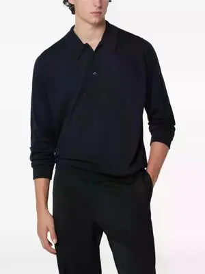 John Smedley Dorset Long-sleeve Polo Shirt - Blue