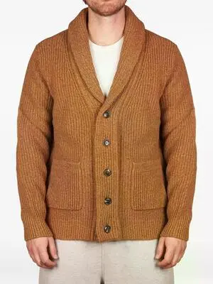FILIPPO DE LAURENTIIS Shawl-collar Ribbed-knit Cardigan - Brown