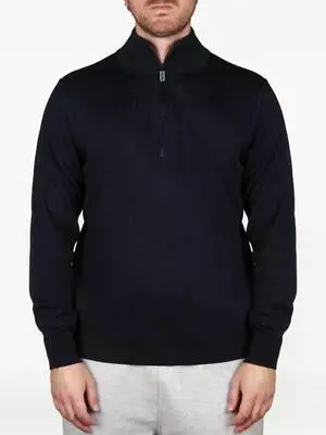 FILIPPO DE LAURENTIIS Quarter-zip Knitted Sweater - Blue