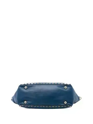 Valentino Garavani 2000-2017 Small Leather Rockstud Trapeze Satchel - Blue