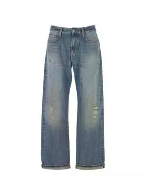 ROY ROGER'S Distressed Straight-leg Jeans - Blue