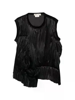 Comme Des Garçons Deconstructed Sleeveless Ruch Top - Black