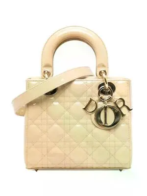 Dior 2021 Small Patent Cannage Lady Satchel - Neutrals