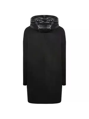 Herno Layered Hooded Single-breaasted Coat - Black