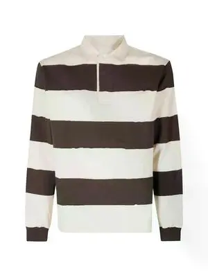 WOC Striped Long-sleeve Polo Shirt - Neutrals