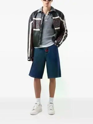 Gcds Logo-patch Panelled Biker Jacket - Black
