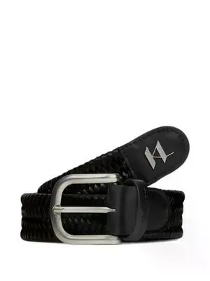Karl Lagerfeld K Monogram Woven Leather Belt - Black