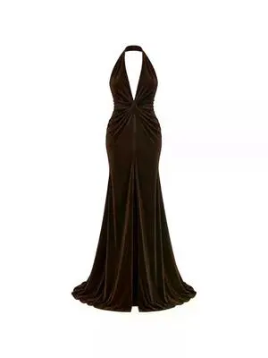ROSERRY Sienna Twisted Halterneck Maxi Dress - Brown
