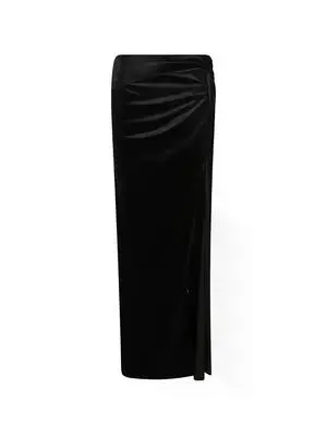 Andamane Ruched Velvet Maxi Skirt