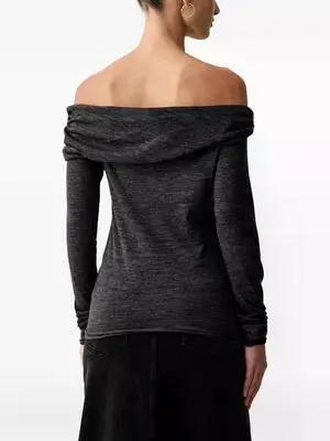 Pinko Off-shoulder Logo-embroidered Sweater