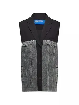 Karl Lagerfeld Tailored Denim-panel Waistcoat - Grey